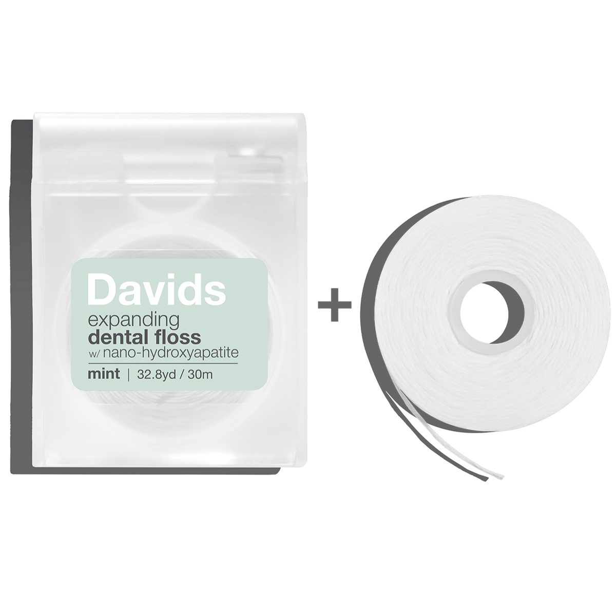 Davids Hydroxi™ expanding dental floss / refillable dispenser + refill