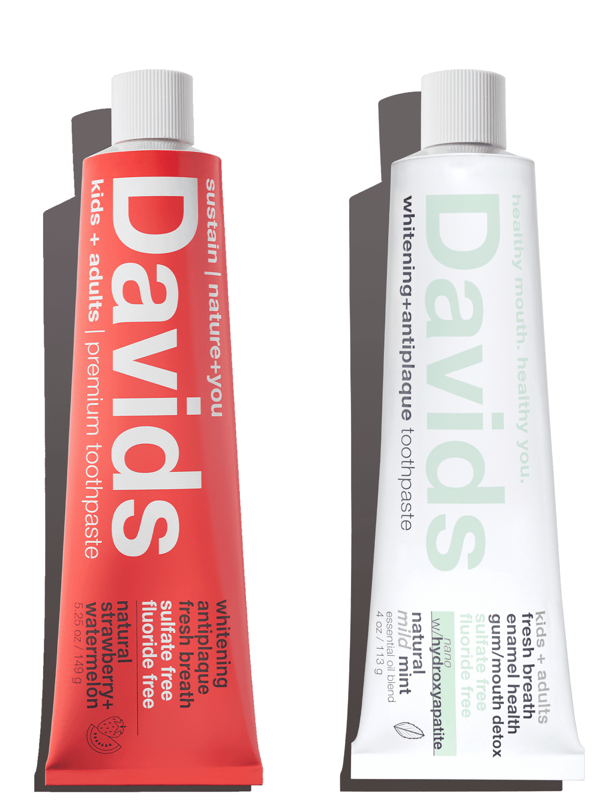 Davids kids + adults premium toothpaste / duo
