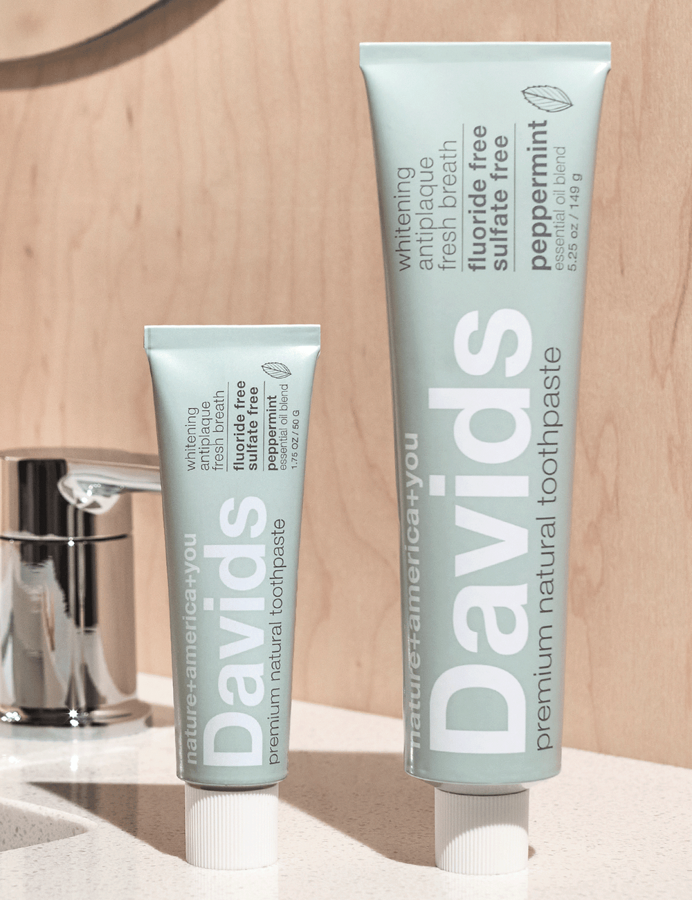 Davids travel size premium toothpaste / peppermint / 1.75 oz