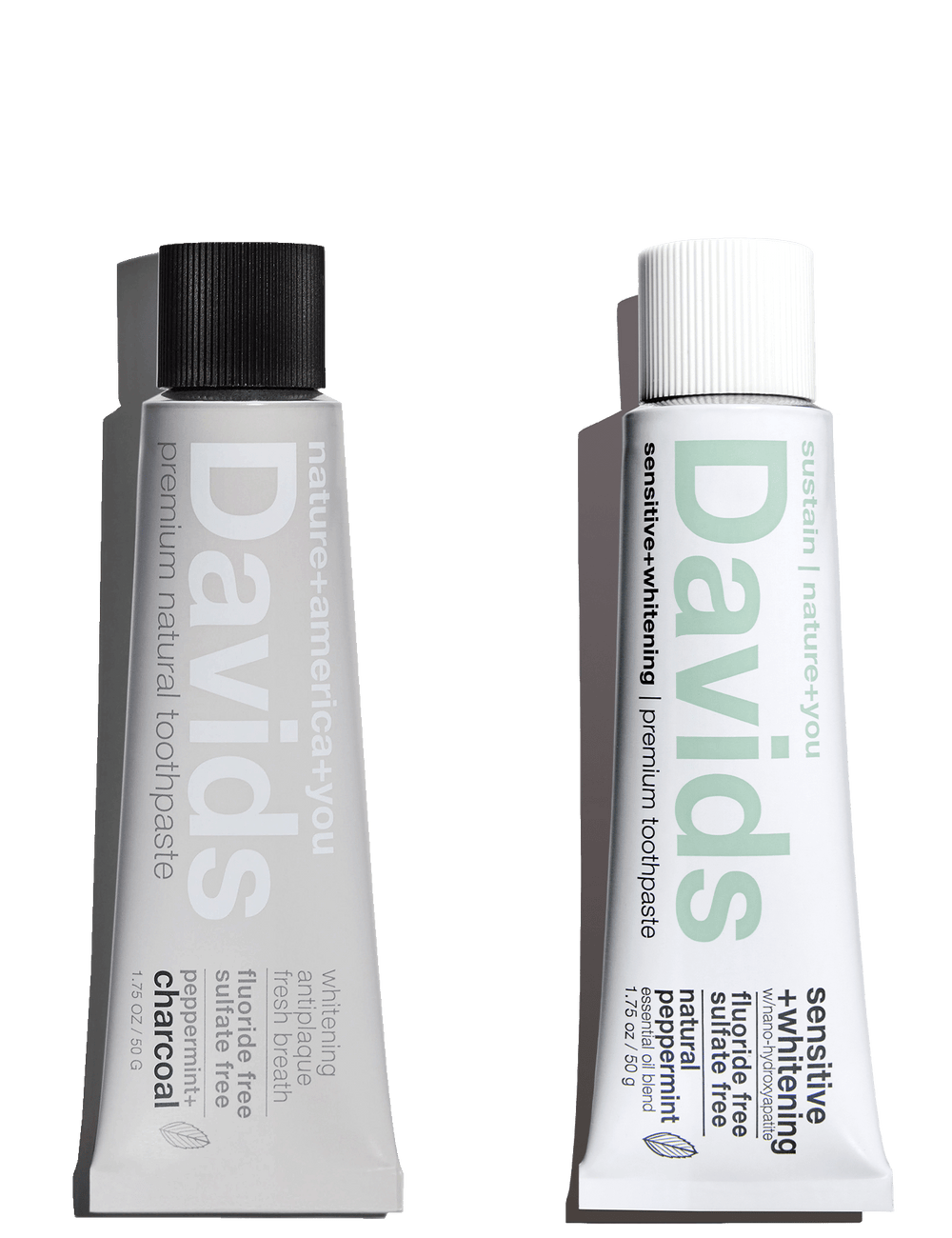 Davids travel size premium toothpaste / duo / 1.75 oz